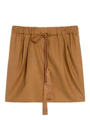 Max Mara Max Mara Tabarin Tasseled Mini Skirt Cuoio