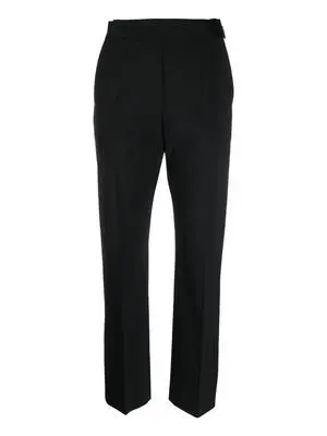 MSGM Logo Waistband Tapered-leg Trousers - Black