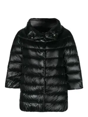 Herno Herno Aminta Down Jacket With Funnel Neck And 3/4 Sleeves Black