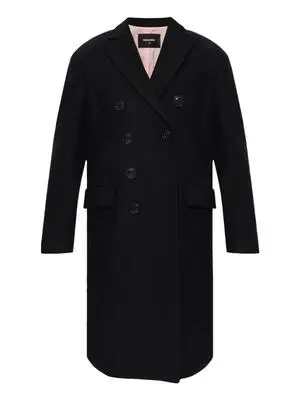 Dsquared2 Double-breasted Virgin Wool Coat - Black