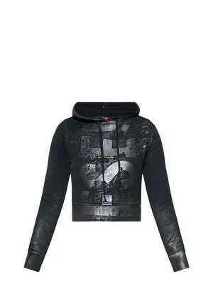DIESEL® F-slimmy-hood-p6 Cropped Hoodie - Black