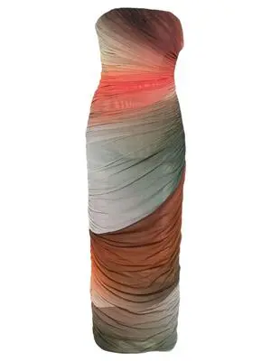 Attico Strapless Ruched Midi Dress - Multicolor