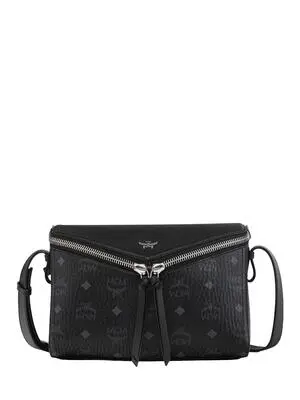 Mcm Diamant 3d Shoulder Bag In Visetos Leather Mix - Black