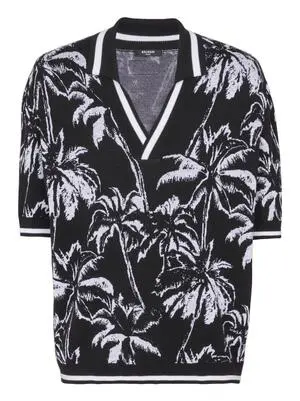 Balmain Palm Knit Polo - Black