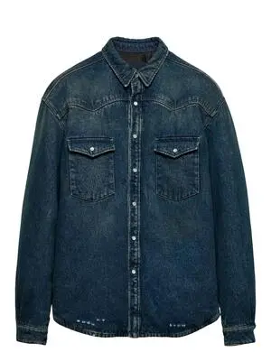 Prada Padded Denim Shirt - Navy Blue