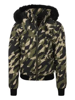 Moose Knuckles Camouflage Hooded Down Jacket - Black
