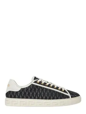 Versace Greca Lace-up Sneakers - Black And White