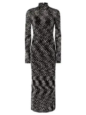 Missoni High-neck Long-sleeved Midi Dress - Black