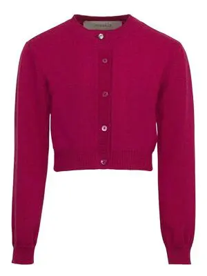 SIMONETTA Long-sleeved Knitted Cardigan - Fuchsia