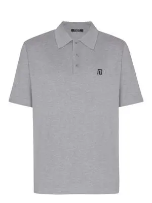Balmain Embroidered Short-sleeve Polo Shirt - Grey