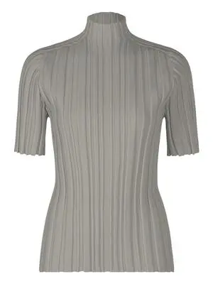 PLEATS PLEASE BY ISSEY MIYAKE Ribbed Knit Turtleneck Sweater - Grey