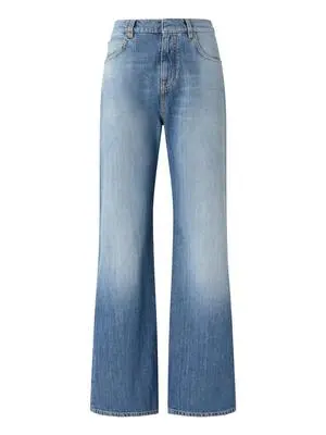 Pinko Wide-leg Faded Jeans - Blue