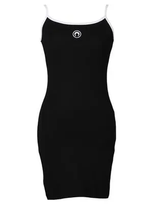 MARINE SERRE Moon Logo Ribbed Knit Mini Dress - Black