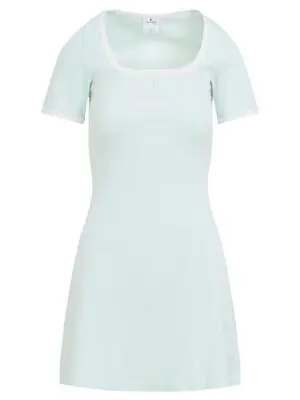 COURREGES Short Sleeve Dress With Logo Detail - Light Mint