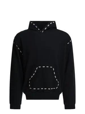 Kapital Long-sleeved Hooded Sweatshirt With Contrast Stitching - Black