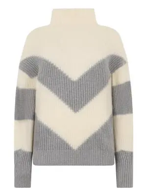 Peserico High Neck Jumper With Chevron Stripes - Gray