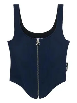 Off-White Corset Top With Zip Closure - Iris Blue