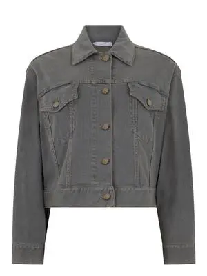 Peserico Cropped Denim Jacket - Black