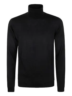 NUUR Ribbed Trim Turtleneck Sweater - Black