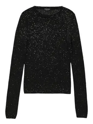 Balenciaga Sequined Round Neck Sweater - Navy