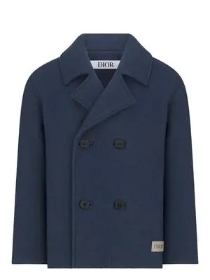 Dior Peacoat In Alpaca With Leather Patch - Navy Blue