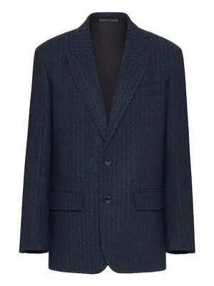 Valentino Garavani Optical Motif Detailed Tailored Jacket - Black