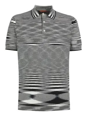 Missoni Striped Short-sleeved Polo Shirt - Gray