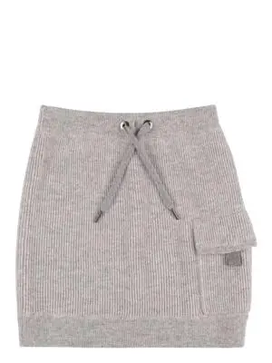 Brunello Cucinelli Ribbed Cashmere Knit Mini Skirt - Gray