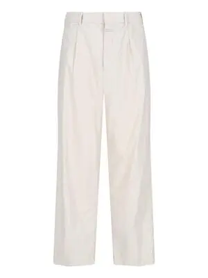 Closed Pleated Wide Leg Pants - Beige