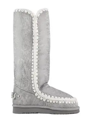 Mou Logo Embellished Knee-high Boots - Gray