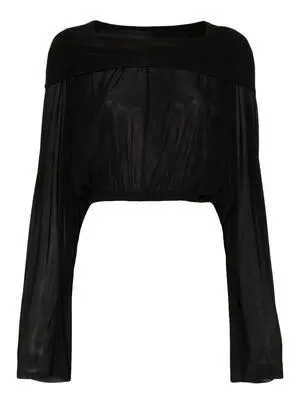 Rick Owens Cropped Hooded Tunic Sweater - Black