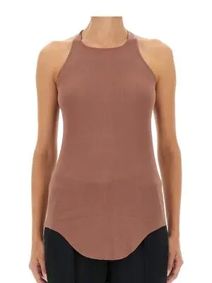 Rick Owens Round Neck Curved Hem Vest - Brown