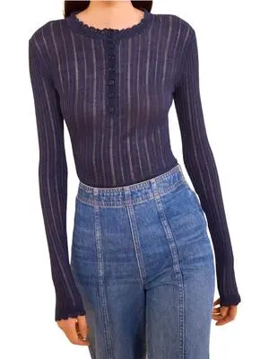 Ulla Johnson Delia Top With Crocheted Trims - Midnight