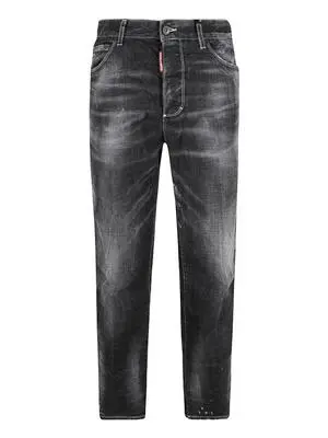 Dsquared2 Crease-effect Logo Patch Cropped Jeans - Black