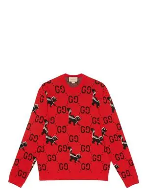 Gucci Gg Skunk Pattern Wool Jumper - Red