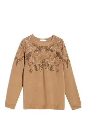 MAX MARA Max Mara Rhinestone Embellished Wool And Cashmere Sweater
