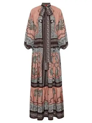 LA DOUBLEJ La Double J Printed Maxi Dress With Scarf Neckline