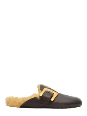Balmain Buckle-detail Leather Mules - Black