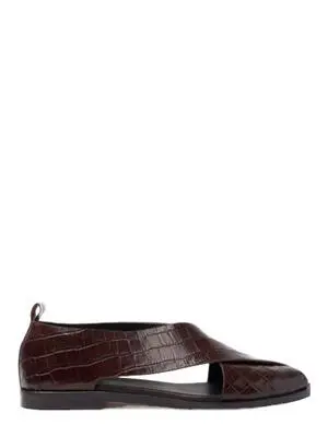 SCAROSSO Eros Croc Effect Slip-on Sandals - Black