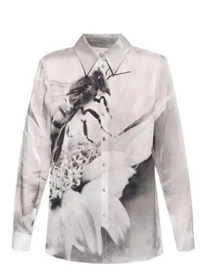 Tory Burch Graphic Print Long Sleeve Shirt - Grey