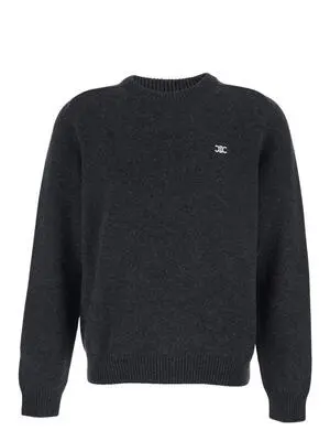 Celine Celine Triomphe Crew Neck Sweater In Wool And Cashmere Anthracite
