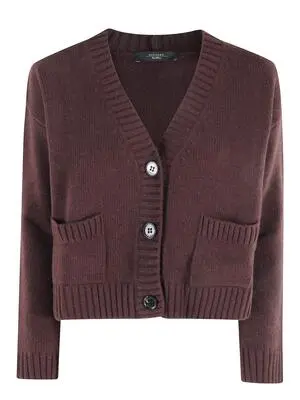 Max Mara Weekend Max Mara Long-Sleeved V-Neck Cardigan With Pockets Red