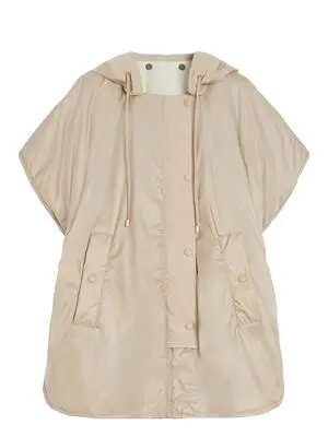 Max Mara Reversible Water-repellent Canvas Cape With Hood - Beige