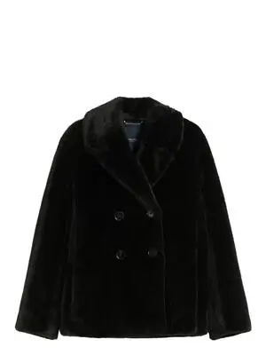 Max Mara Laura Faux Fur Double-breasted Cropped Jacket - Black