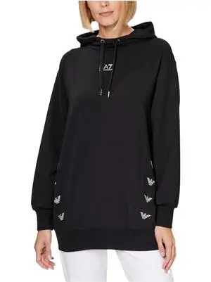 EA7 Logo-print Long-sleeve Hoodie - Black
