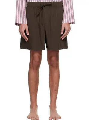 TEKLA Drawstring Pajama Shorts - Brown