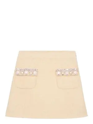 Celine Embroidered Mini Skirt In Bouclette - Vanilla