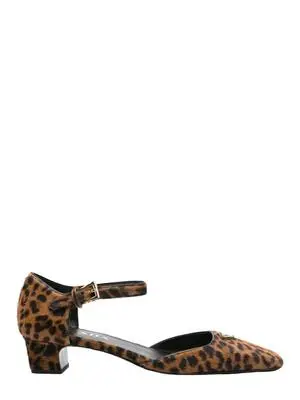 Prada Leopard-print Pumps With Buckle Detail - Black