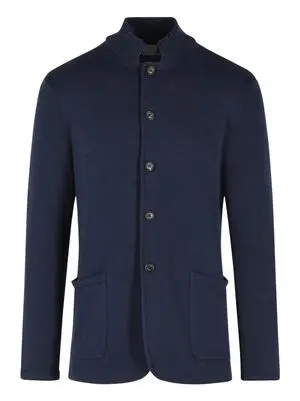 Eleventy Ribbed Collar Button-up Cardigan - Black