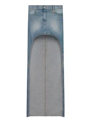 COURREGES Courrèges Denim Maxi Skirt With Cutout Detail - Gray
